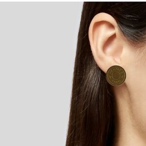 Hermes | Jewelry | Hermes Button Logo Gold Plated Clip On Earrings ...